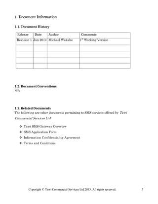 Tawi SMS Gateway Developer Guide | PDF