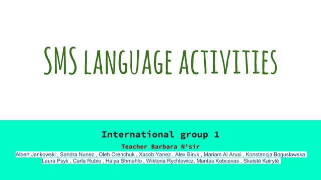 Sms language activities | PPT