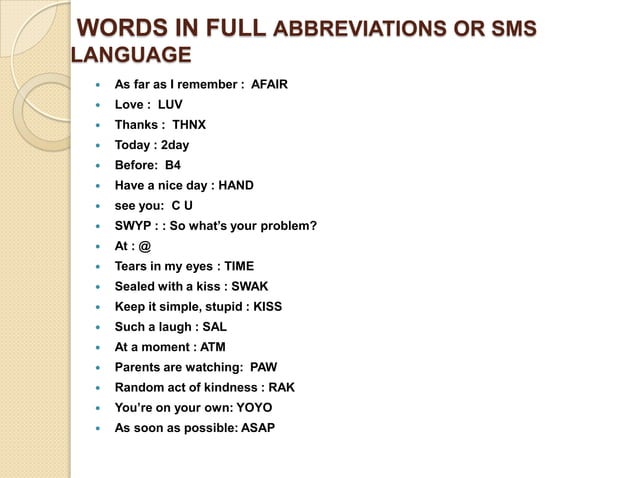 Sms language and its impact | PPT