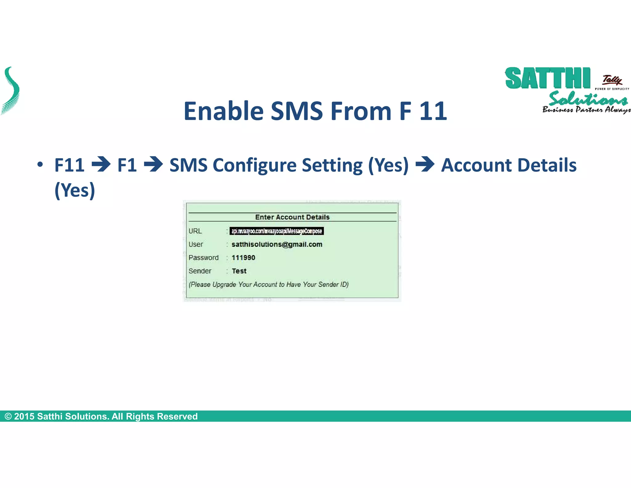 Tally SMS Module for invoice and Receipt | PPT