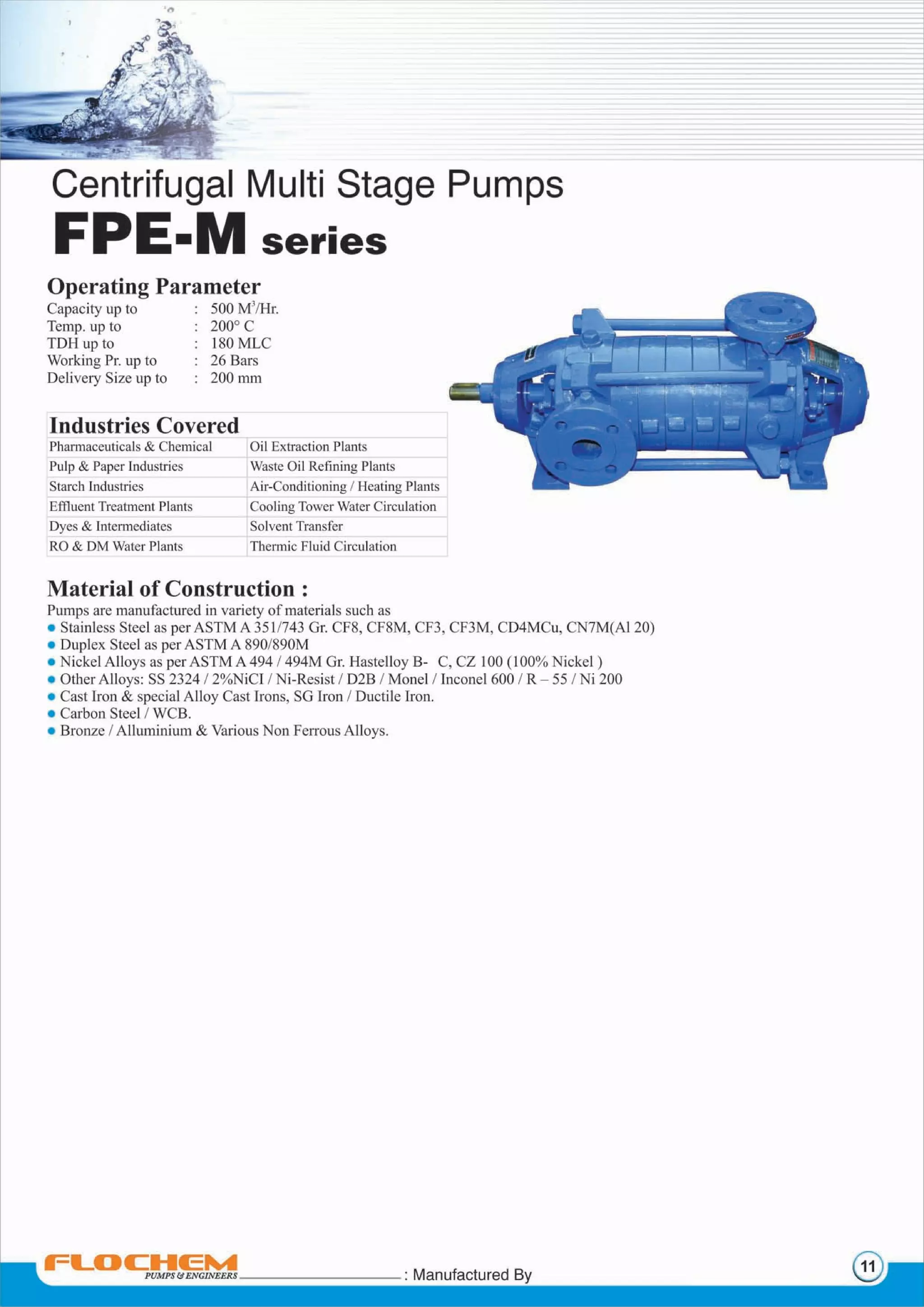 Industrial Centrifugal Pumps by Flochem Pumps & Engineers | PDF