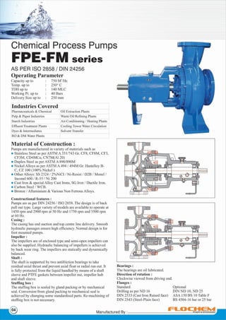 Industrial Centrifugal Pumps by Flochem Pumps & Engineers | PDF