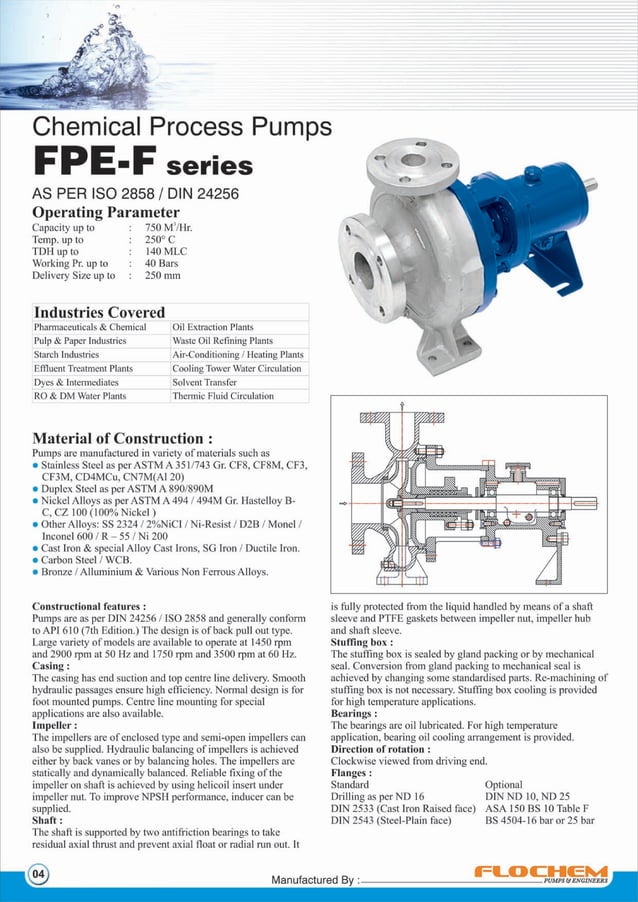 Industrial Centrifugal Pumps by Flochem Pumps & Engineers | PDF