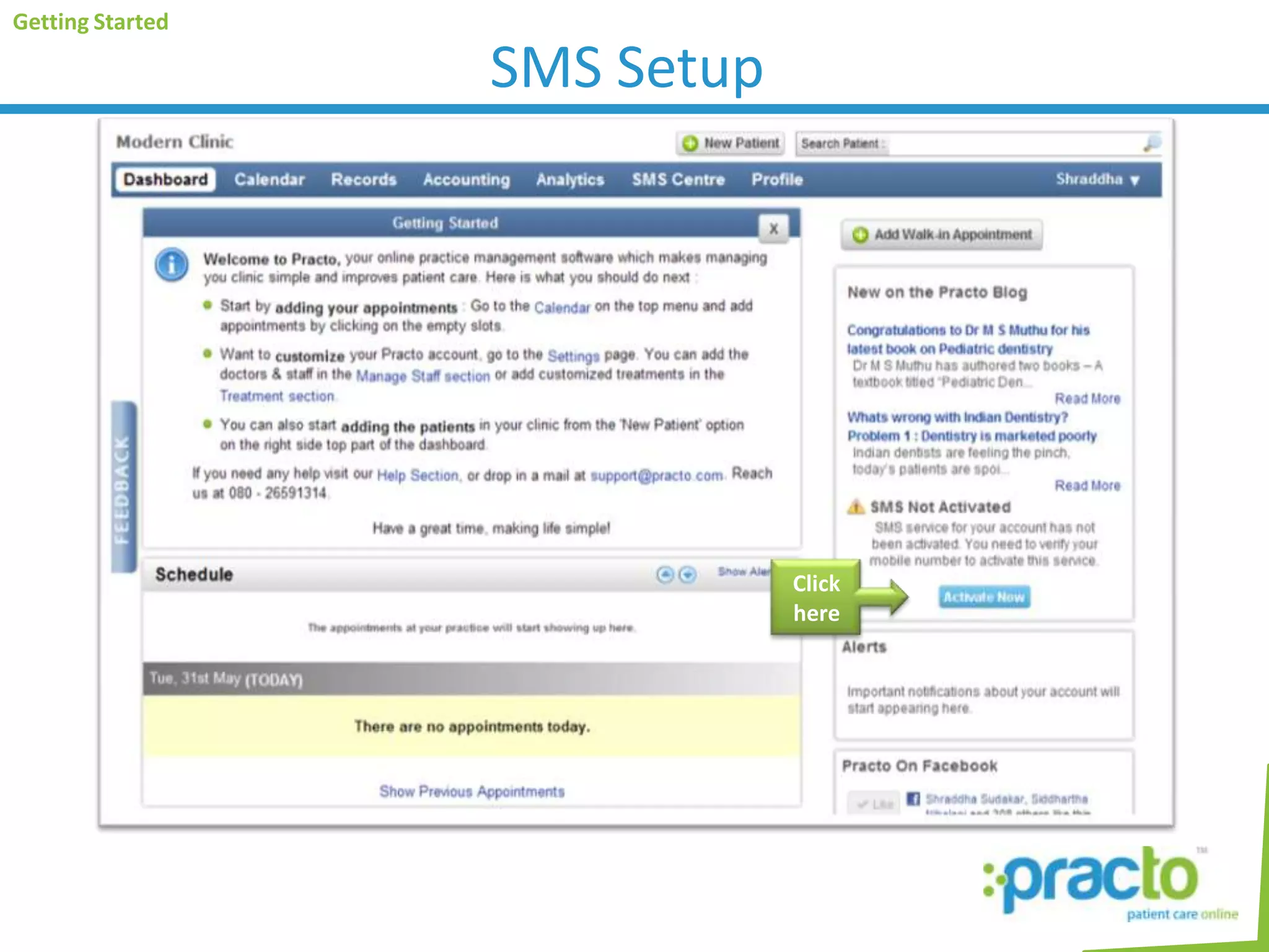 SMS Setup in Practo | PPT