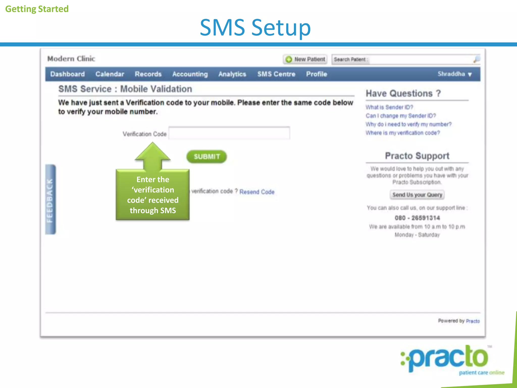 SMS Setup in Practo | PPTX