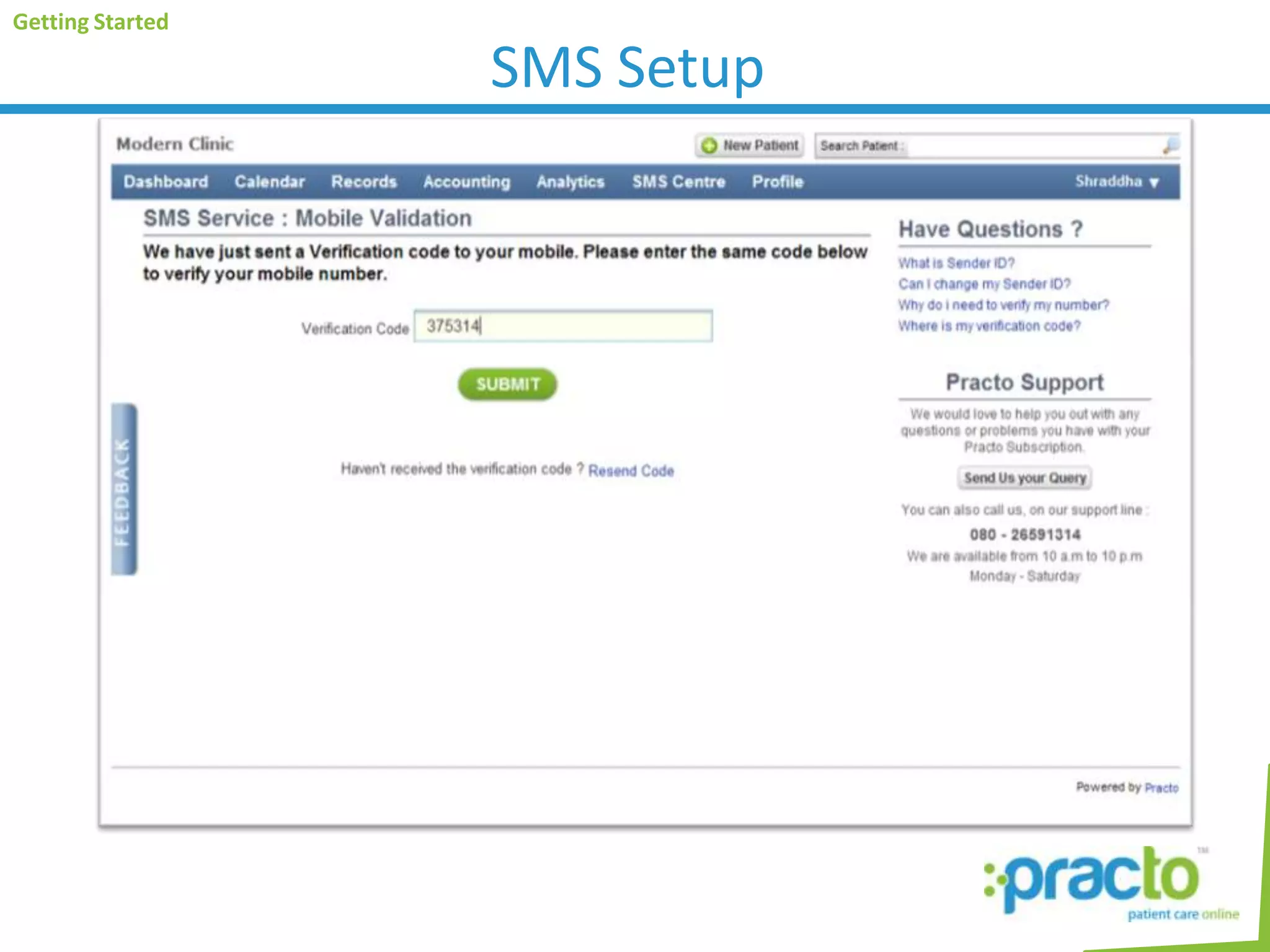 SMS Setup in Practo | PPT