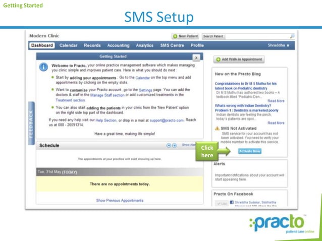 SMS Setup in Practo | PPTX