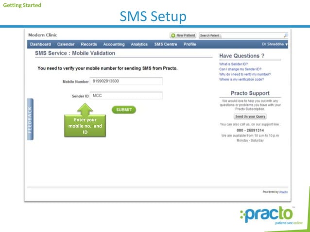 SMS Setup in Practo | PPTX