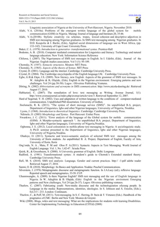 Sms texting among gsm users in nigeria a morpho-syntactic analysis | PDF