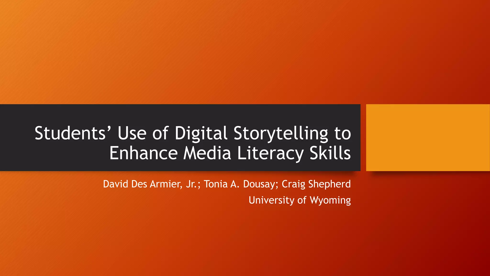Students’ Use of Digital Storytelling to Enhance Media Literacy Skills ...