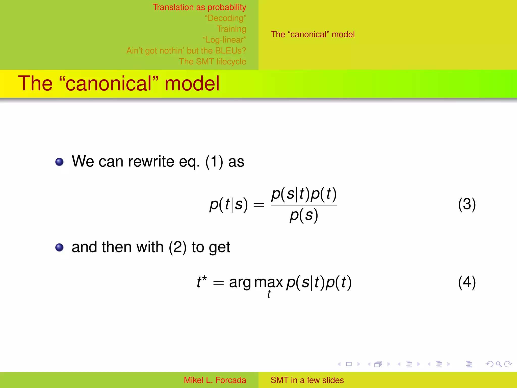 Statistical Machine Translation In A Few Slides Pdf