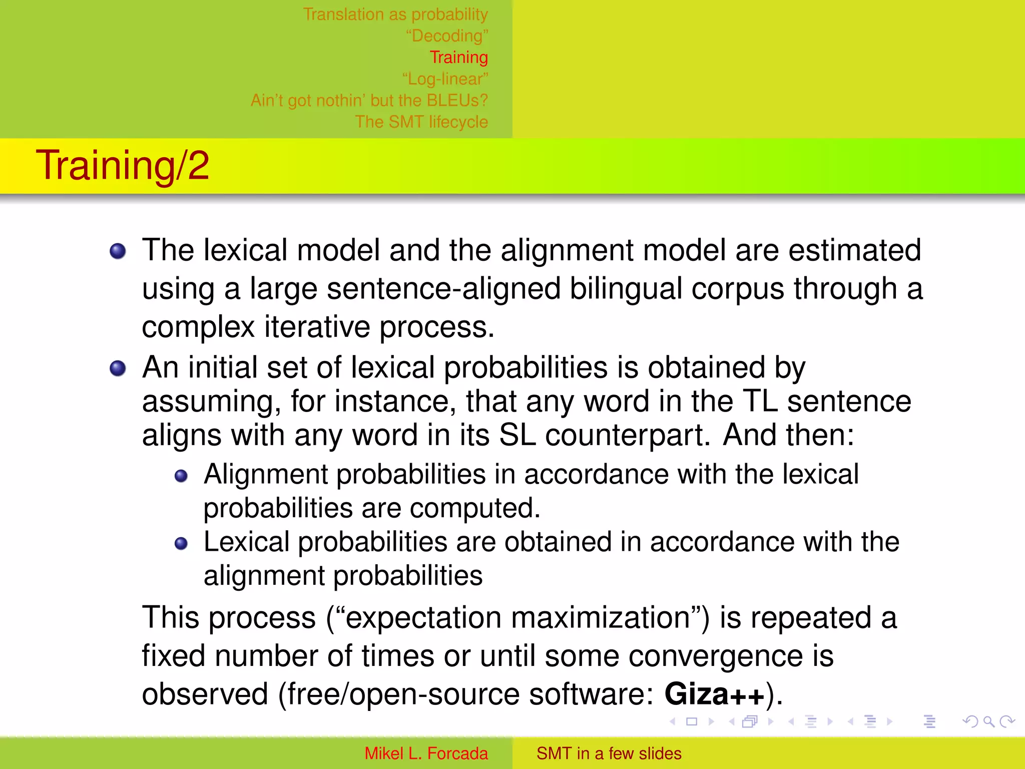 Statistical machine translation in a few slides | PDF