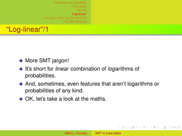 Statistical machine translation in a few slides | PDF
