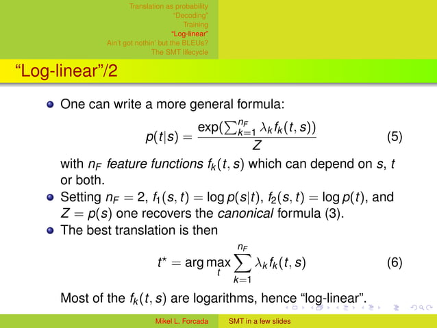 Statistical machine translation in a few slides | PDF