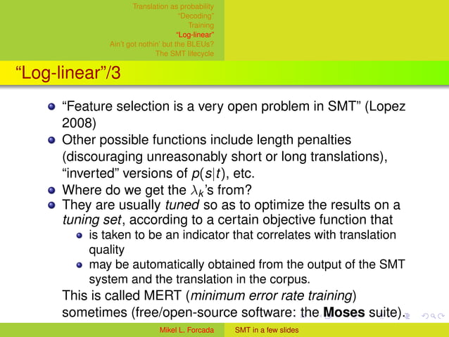 Statistical machine translation in a few slides | PDF