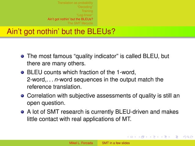Statistical machine translation in a few slides | PDF