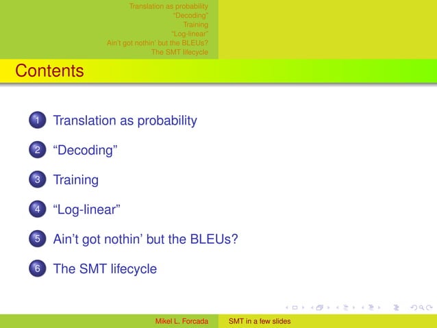 Statistical machine translation in a few slides | PDF