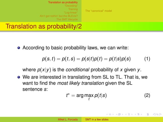 Statistical machine translation in a few slides | PDF
