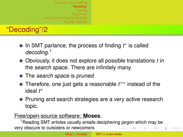 Statistical machine translation in a few slides | PDF