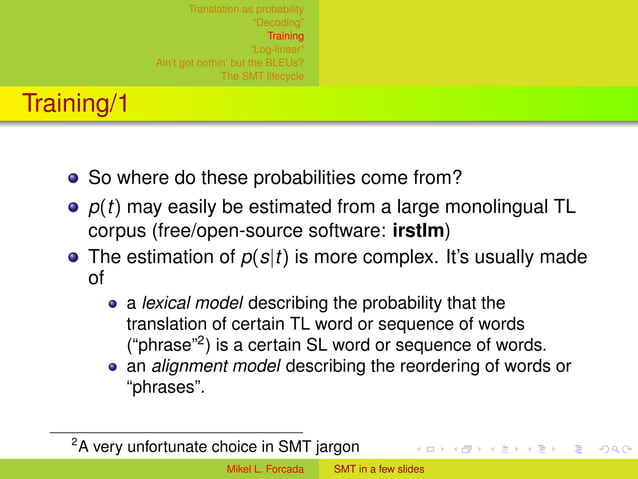 Statistical machine translation in a few slides | PDF