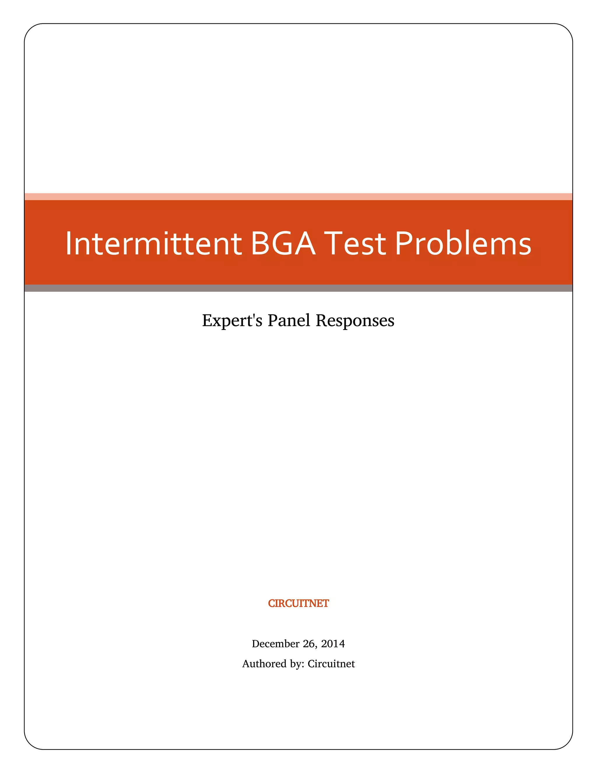 SMT - Intermittent BGA Test Problems | PDF