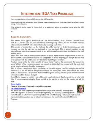 SMT - Intermittent BGA Test Problems | PDF