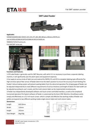 Smt label feeder | PDF