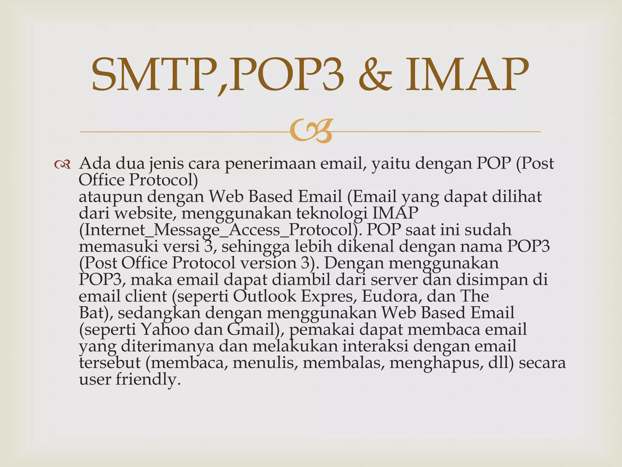 Smtp Pop3 And Imap Ppt