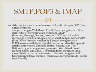 Smtp,pop3 & imap | PPTX