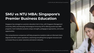 SMU vs NTU MBA Singapores Premier Business Education | PPT