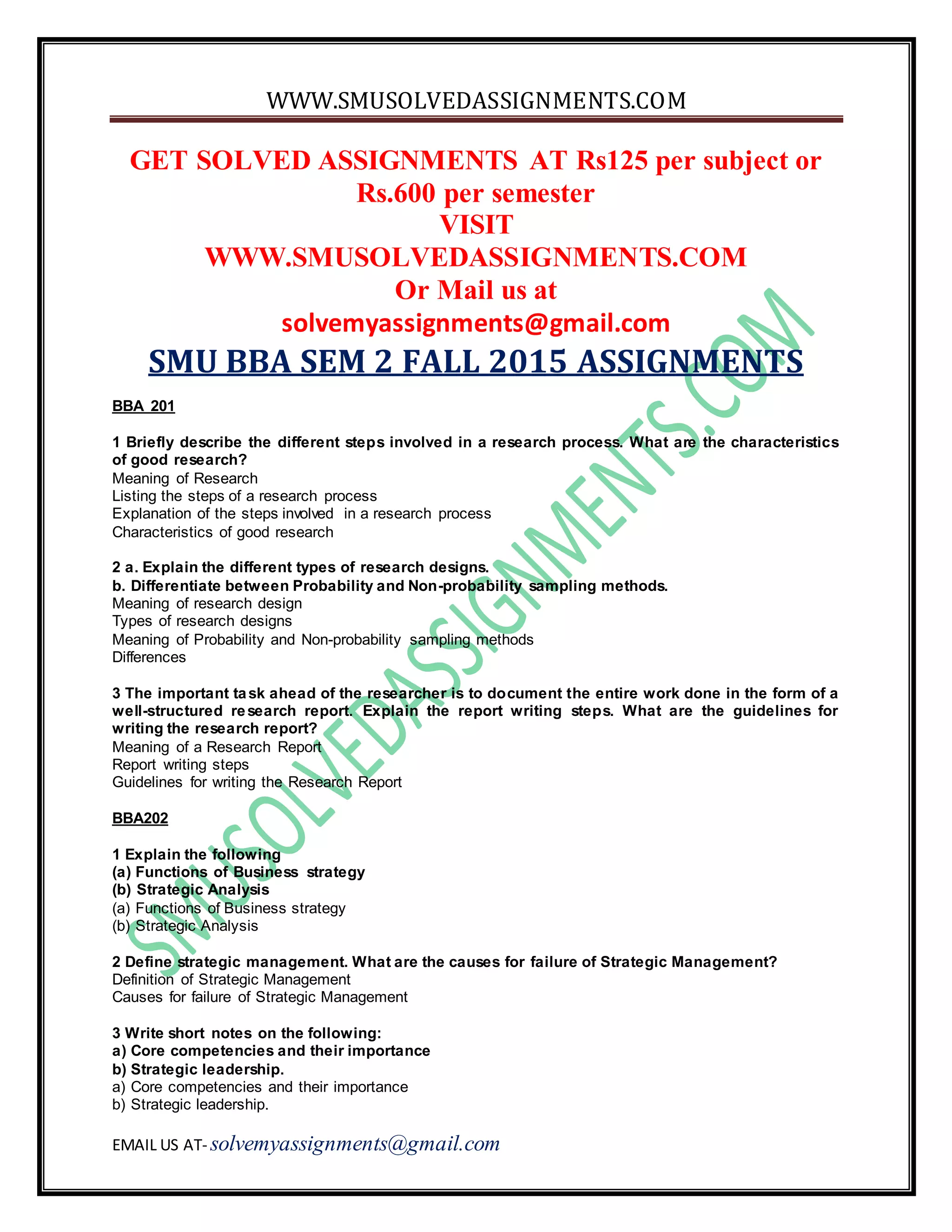 Smu bba sem 2 fall 2015 assignments | PDF
