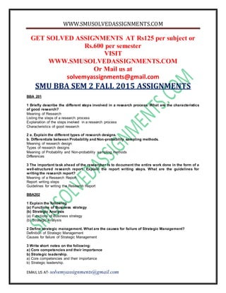 Smu bba sem 2 fall 2015 assignments | PDF