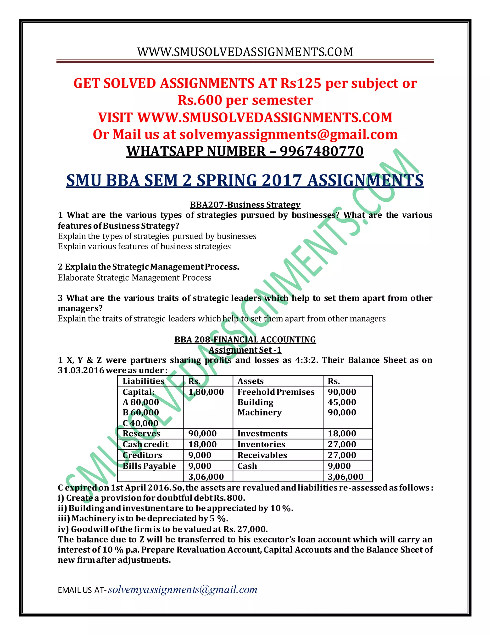 Smu bba sem 2 spring 2017 assignments | PDF