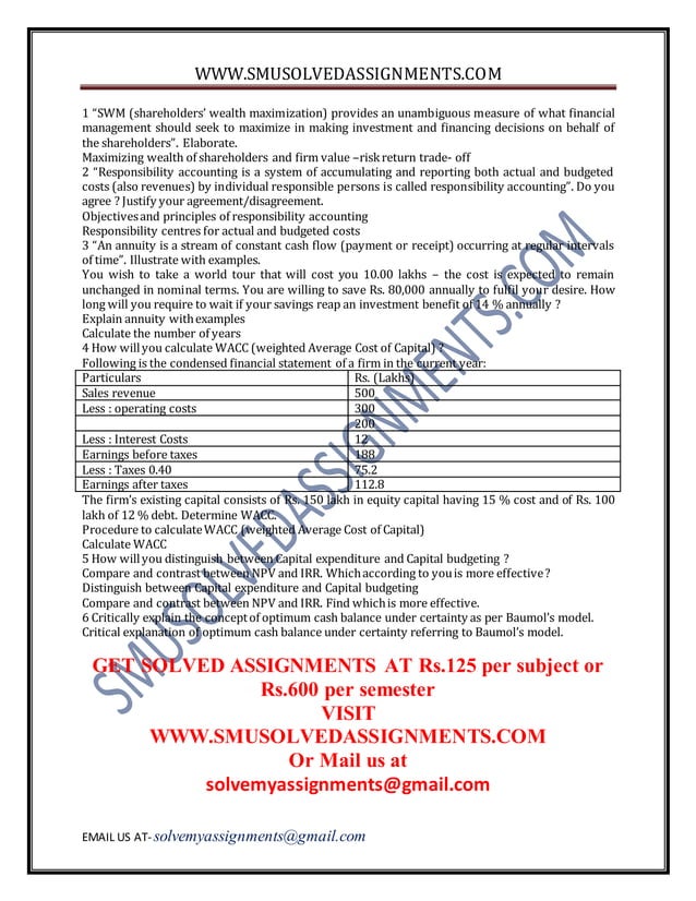 Smu bba sem 5 summer 2015 assignments | DOCX