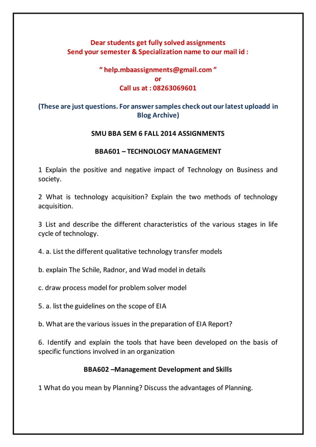 Smu bba sem 6 fall 2014 solved assignments | PDF