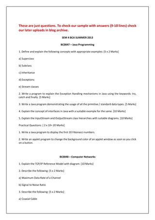 SMU BCA FALL / SUMMER - 2013 SOLVED ASSIGNMENTS | DOCX