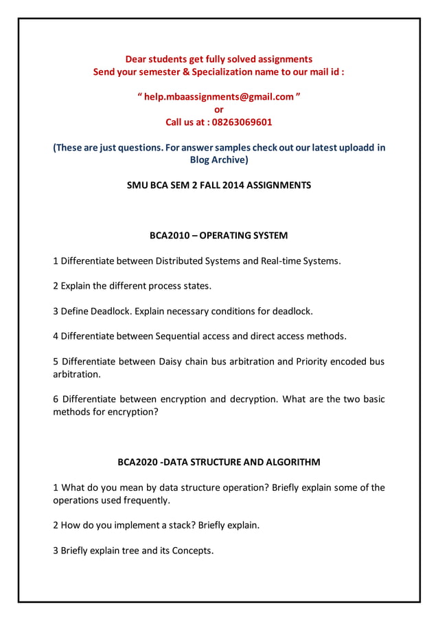 Smu bca sem 2 fall 2014 solved assignments | PDF