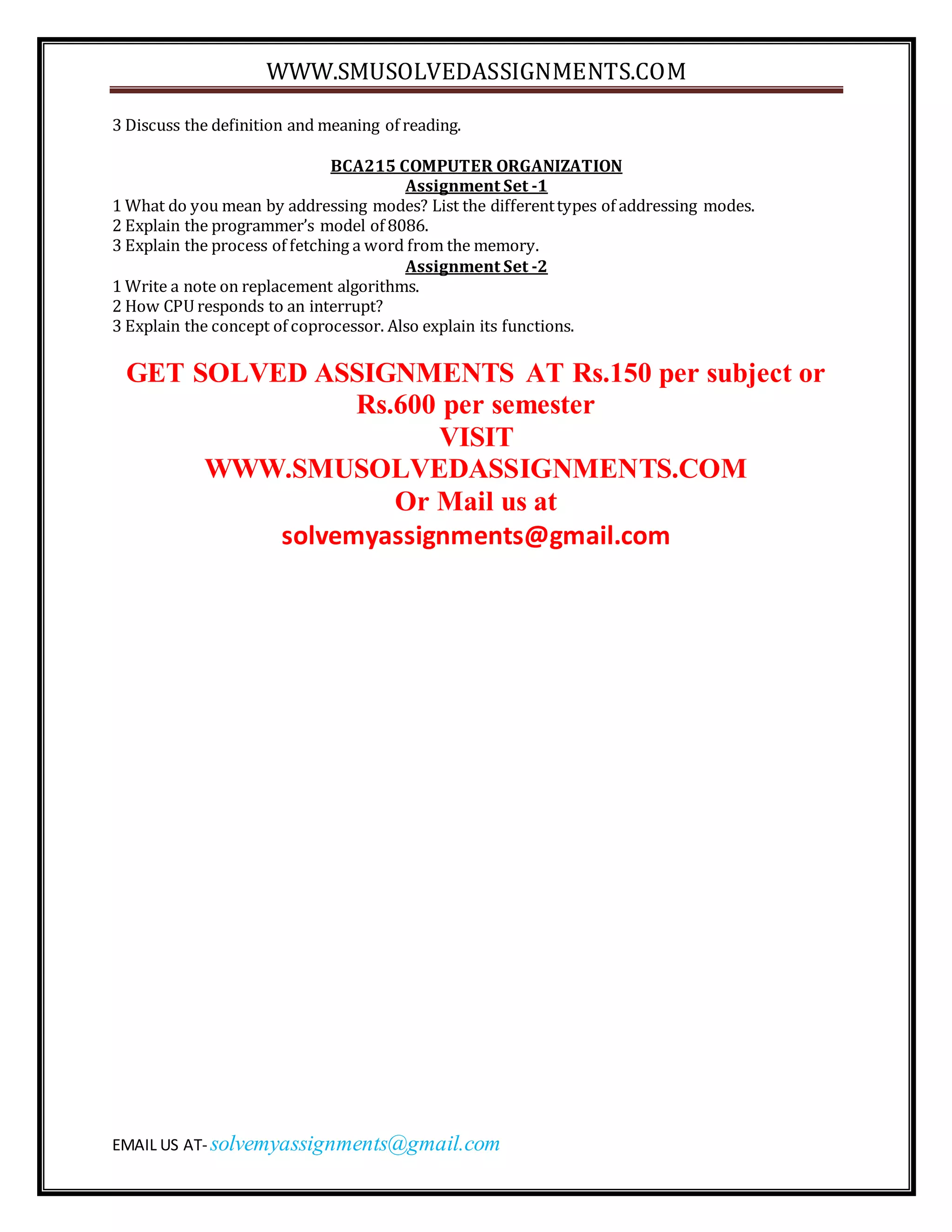 Smu bca sem 2 spring 2017 assignments | PDF