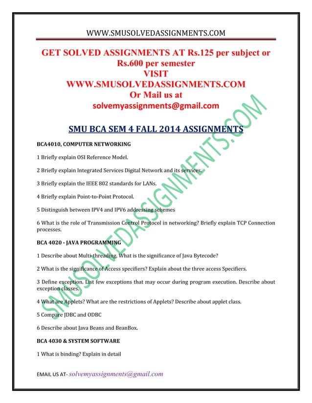 SMU BCA sem 4 fall 2014 assignments | PDF