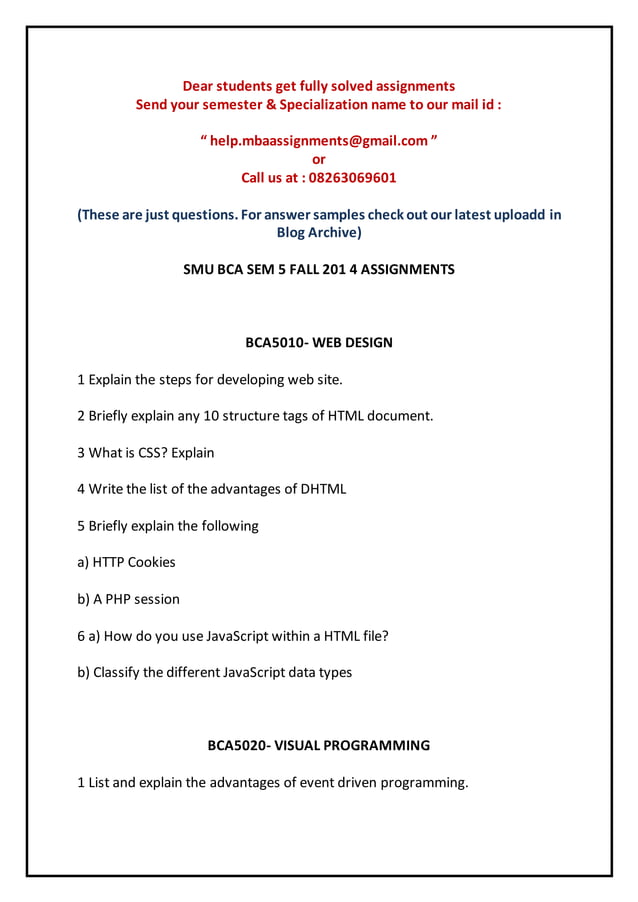 Smu bca sem 5 fall 2014 solved assignments | PDF