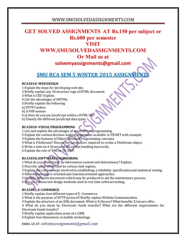Smu bca sem 5 winter 2015 assignments | DOCX | Web Design and HTML | Internet