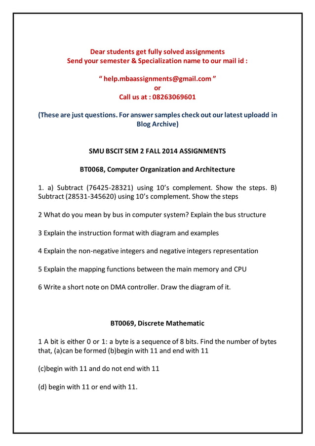Smu bscit sem 2 fall 2014 assignments | PDF