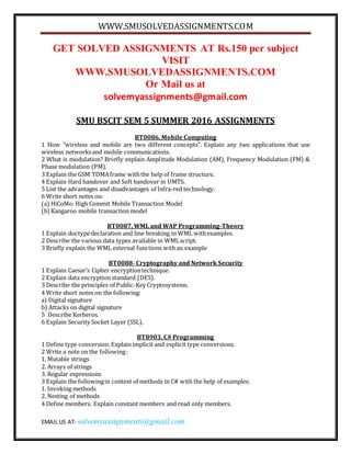 Smu bscit sem 5 summer 2016 assignments | DOCX
