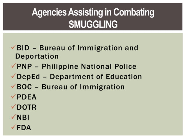 Smuggling | PPT | Crime & Harmful Acts to Individuals, Society & Human ...