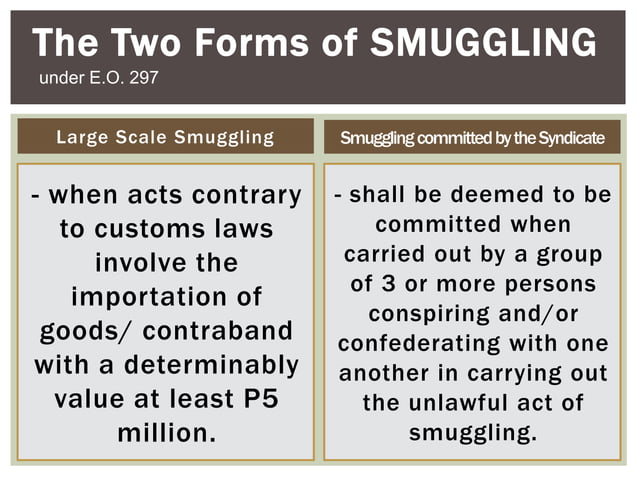 Smuggling | PPT | Crime & Harmful Acts to Individuals, Society & Human ...