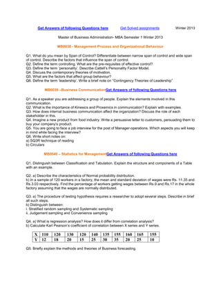 Smu mba sem1 assignments winter 2013 | DOCX