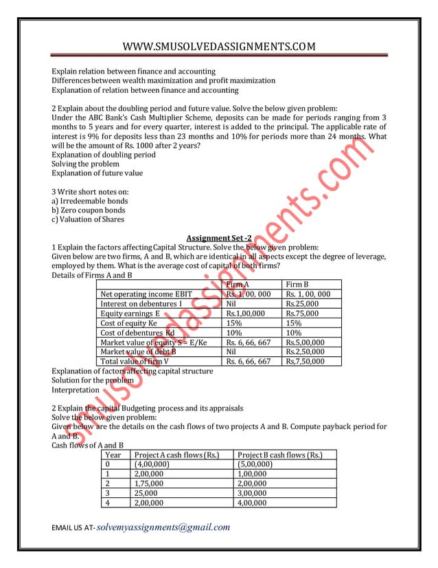 Smu mba sem 2 summer 2017 assignments | DOCX