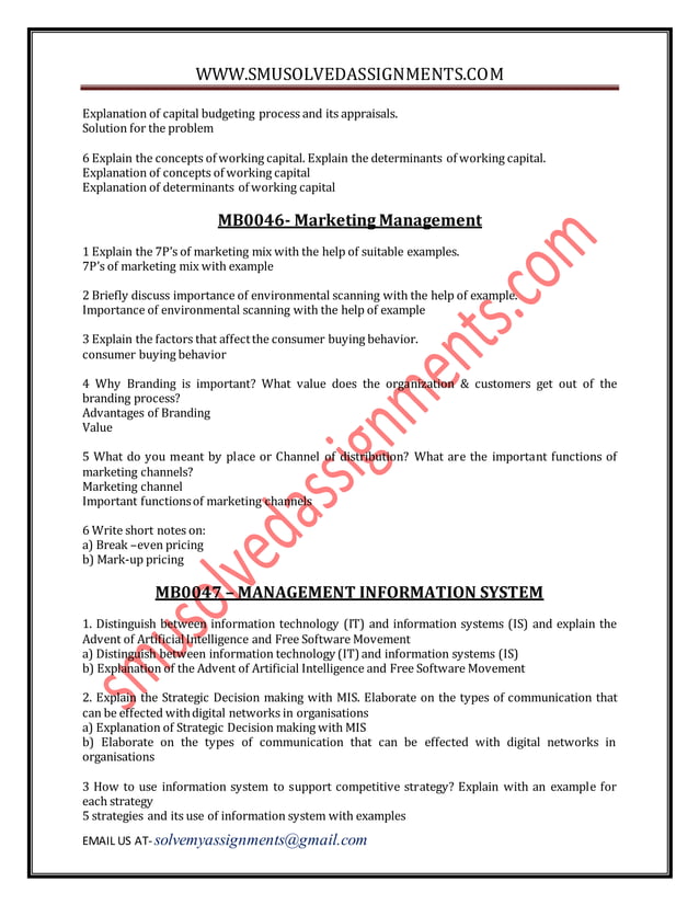 Smu mba sem 2 winter 2016 assignments | PDF