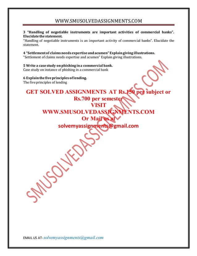 Smu Mba Sem 3 Banking Winter 2016 Assignments Pdf 