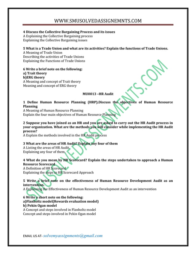 SMU mba sem 3 hr fall 2014 assignments | PDF